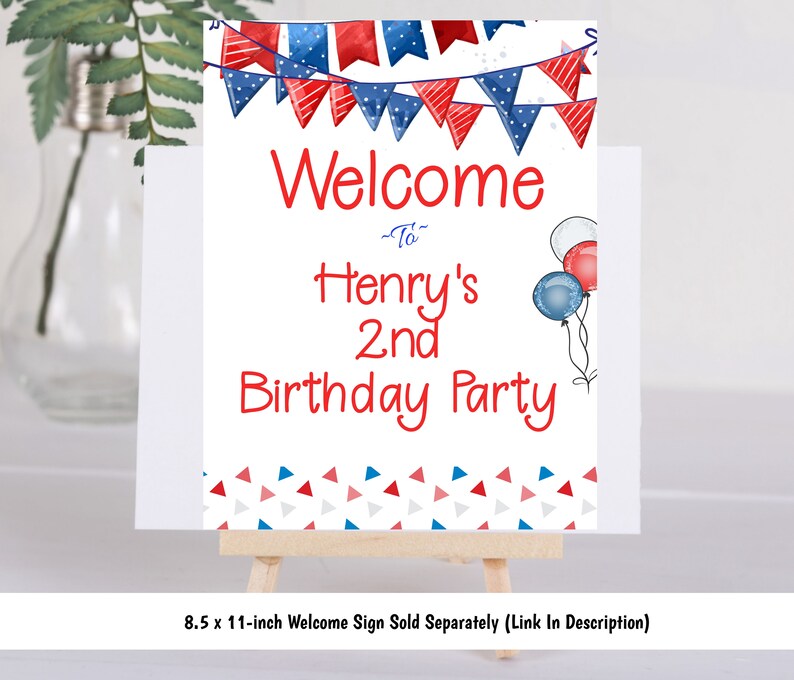 Printable Welcome Party Sign Red White and Blue Birthday | Etsy
