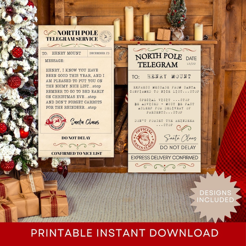 Vintage Santa Telegram: Editable North Pole Letter (canva Template ...