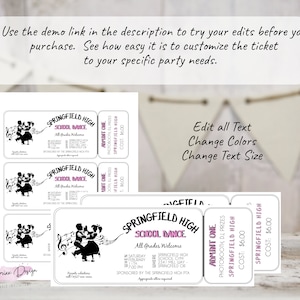Editable Tickets, School Dance Tickets, Edit and Print Ticket Template ...