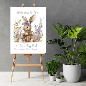 Pastel Easter Welcome Sign Easter Egg Hunt Party Sign Printable Bunny ...