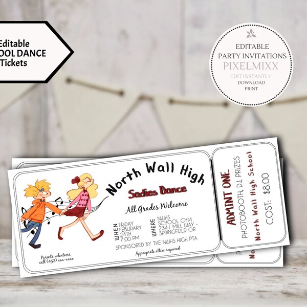 Printable Prom Ticket - Etsy