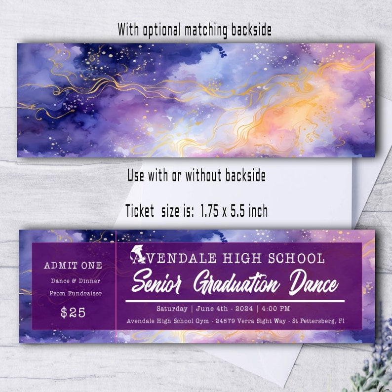 DIY Event Ticket Template: Customizable School Dance Invitation ...