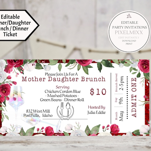 Tea Party Ticket Template - Etsy