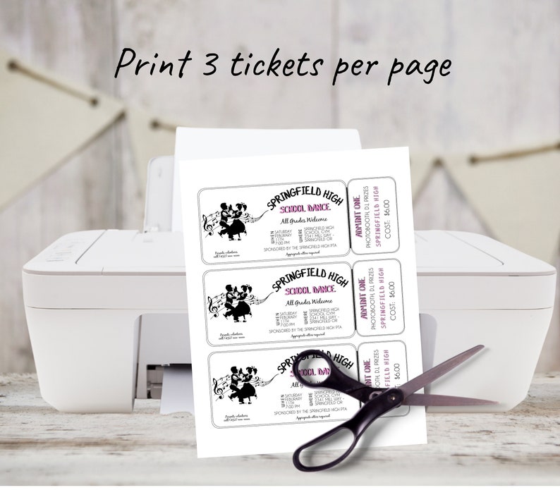 Editable Tickets, School Dance Tickets, Edit and Print Ticket Template ...