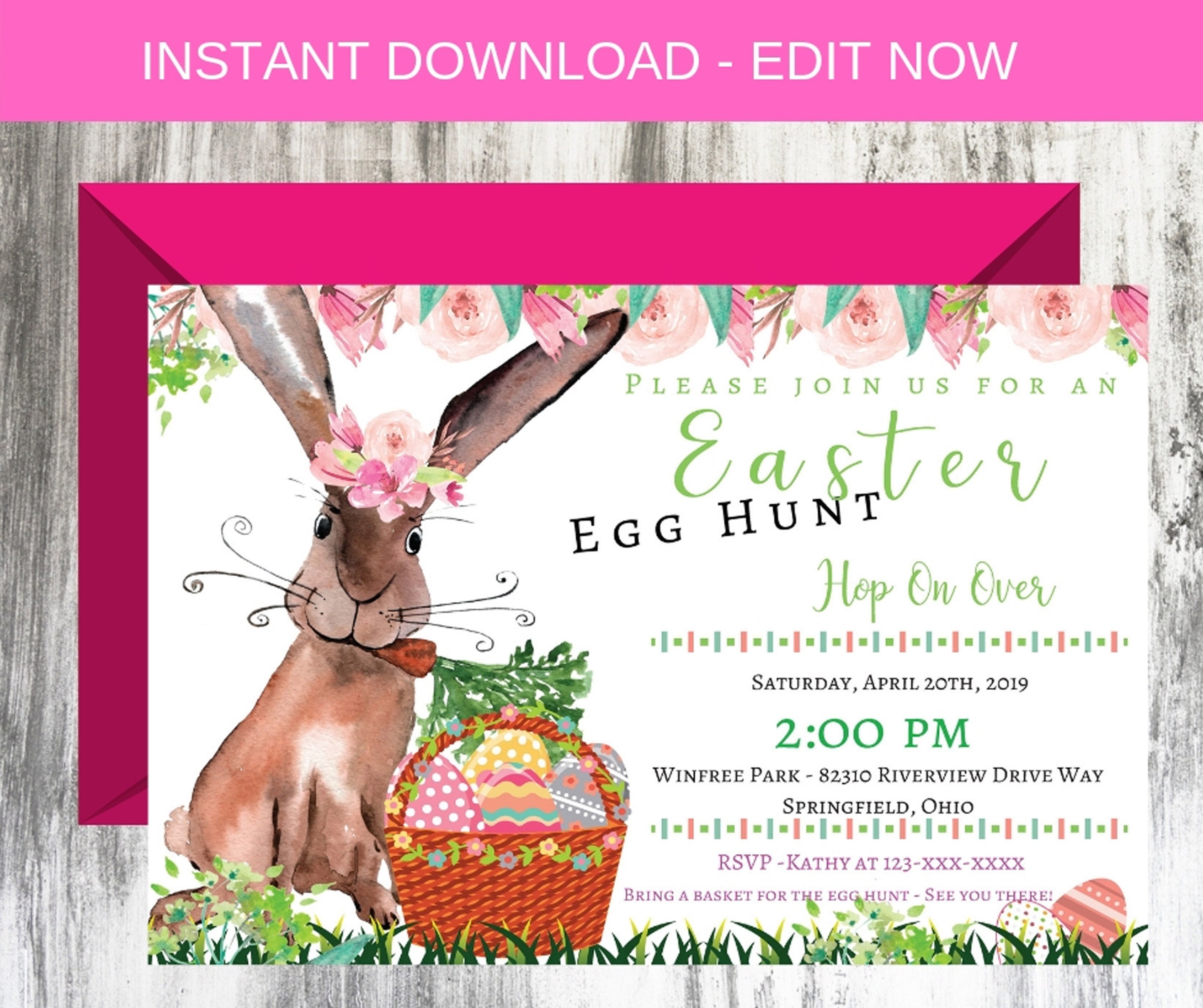 Easter Invitation Instant Download Edit NOW Digital File - Etsy