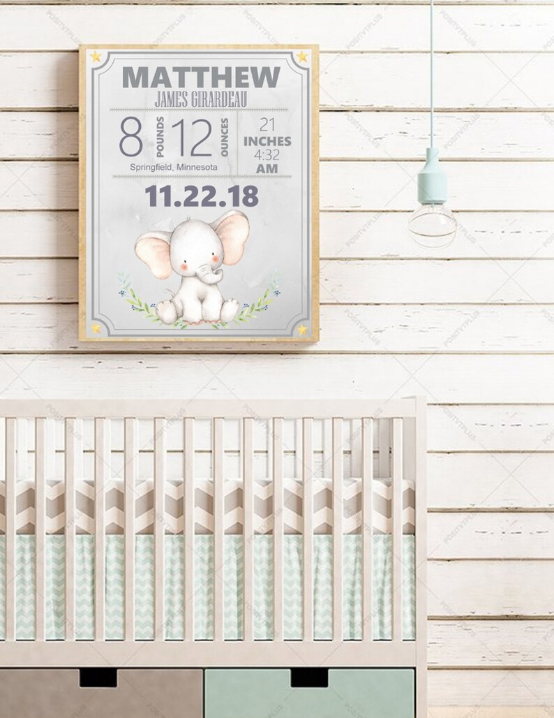 Personalized Birth Stats, Birth Announcement Wall Print, Editable Stats ...