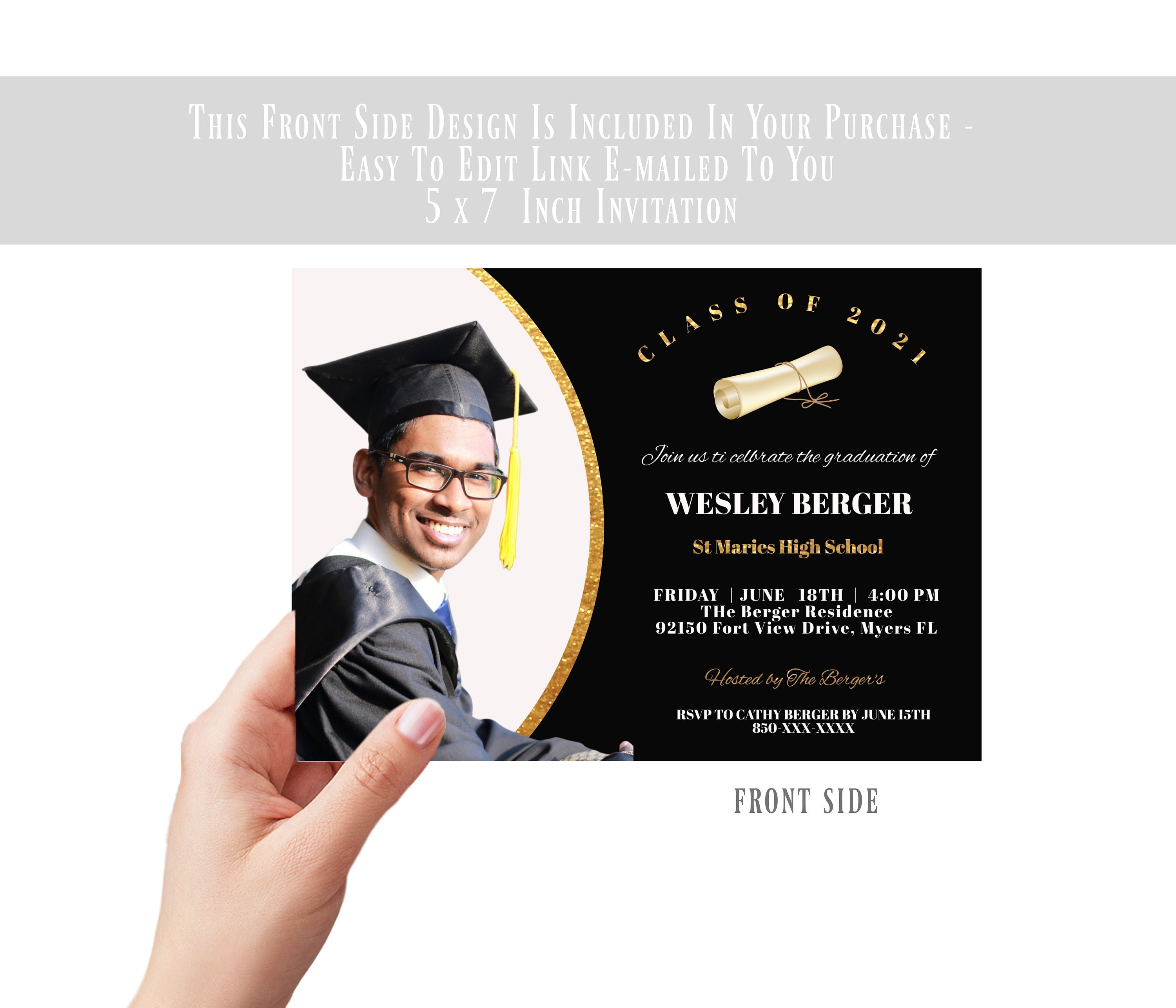 Graduation Party Invitation With Image Place Holder His or | Etsy