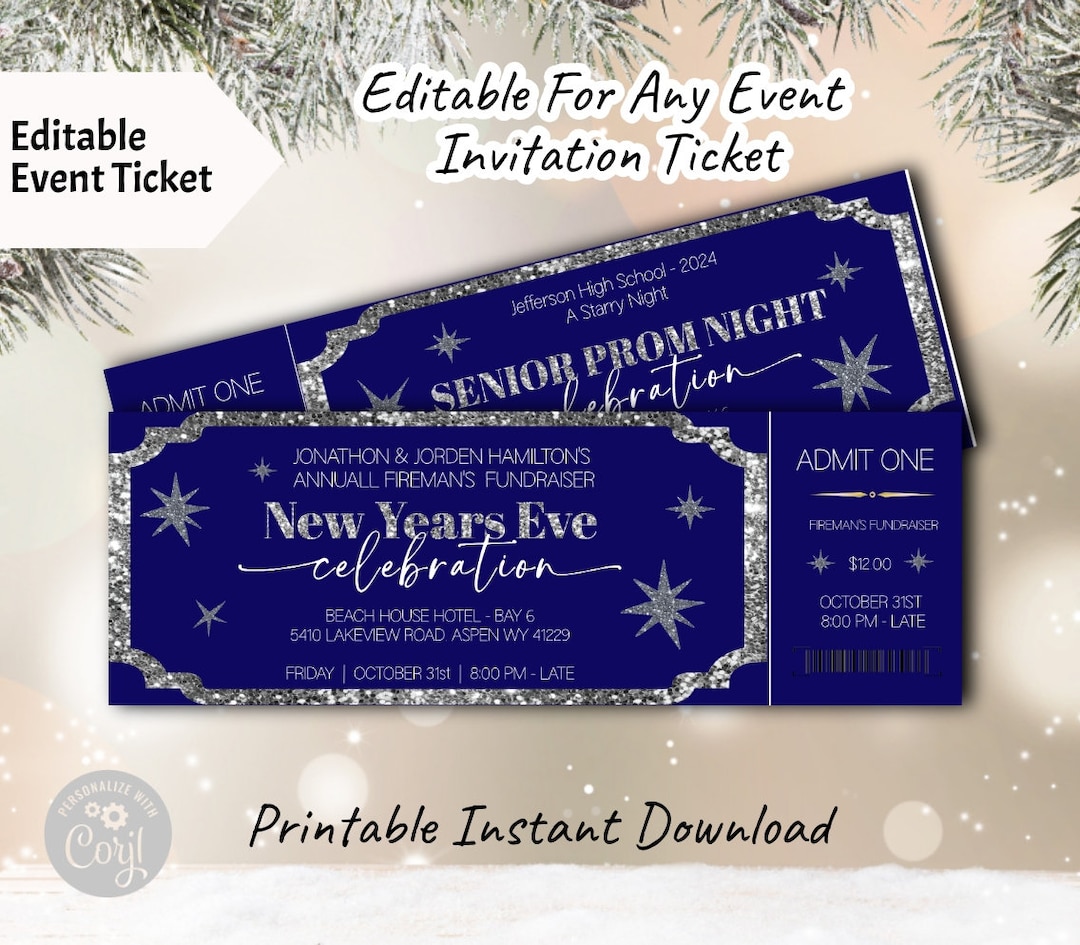 Editable Event Ticket Template Party Invitation Ticket Printable ...