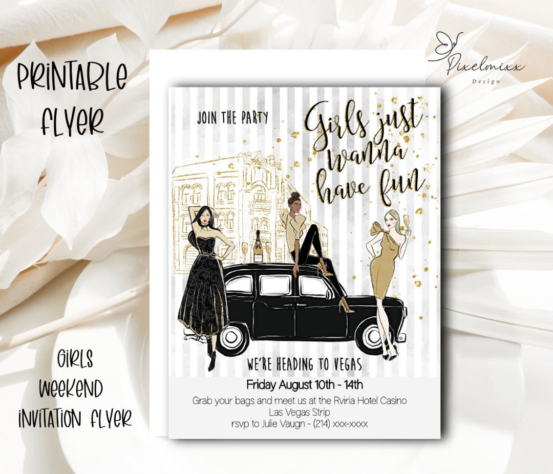 EDITABLE 'girls Weekend Retreat' - Girls Just Wanna Have Fun" Party ...