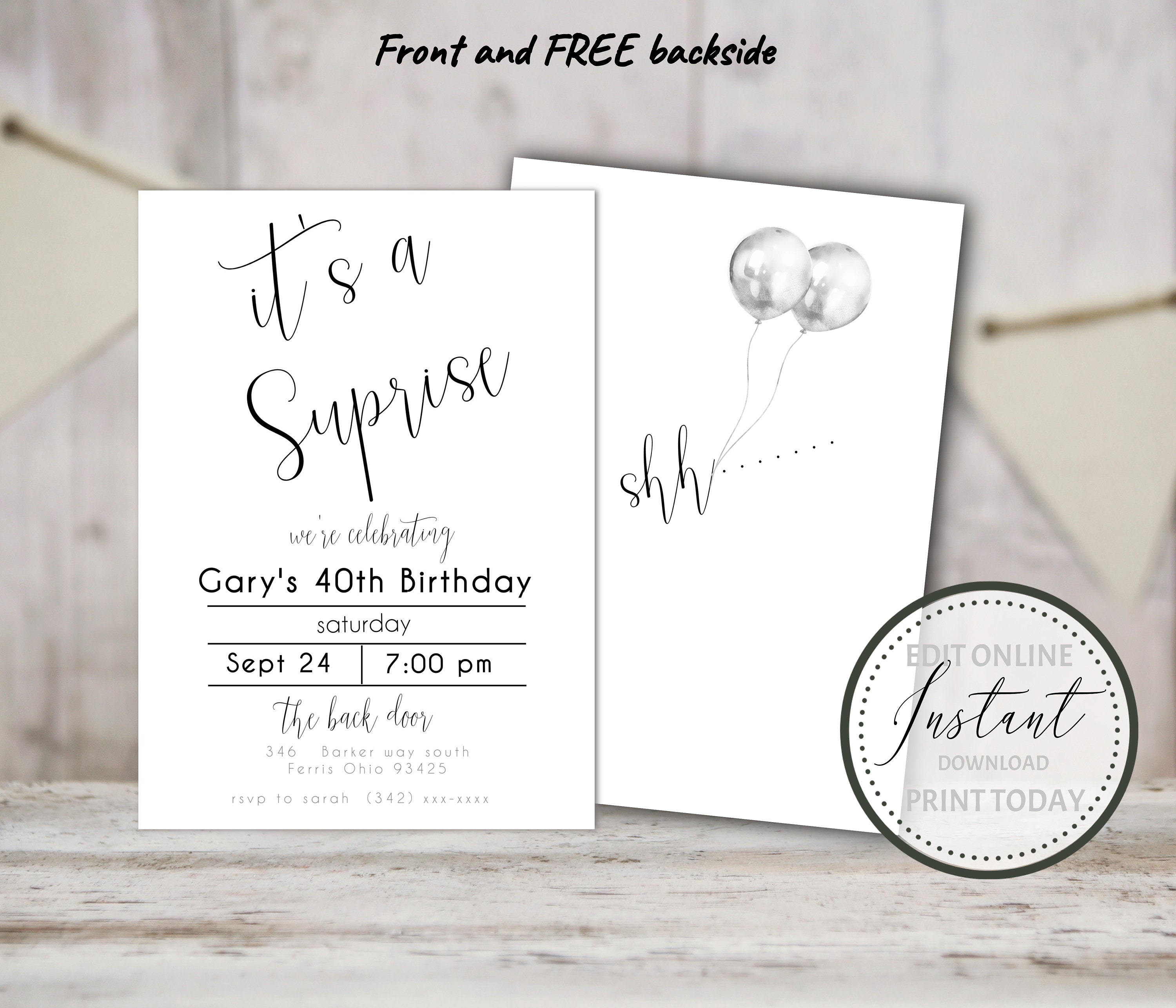 Surprise Birthday Party Invitation Editable Invitation - Etsy