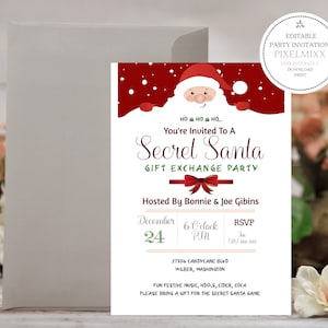 Secret Santa Gift Exchange Christmas Party, Holiday Party Invitation ...