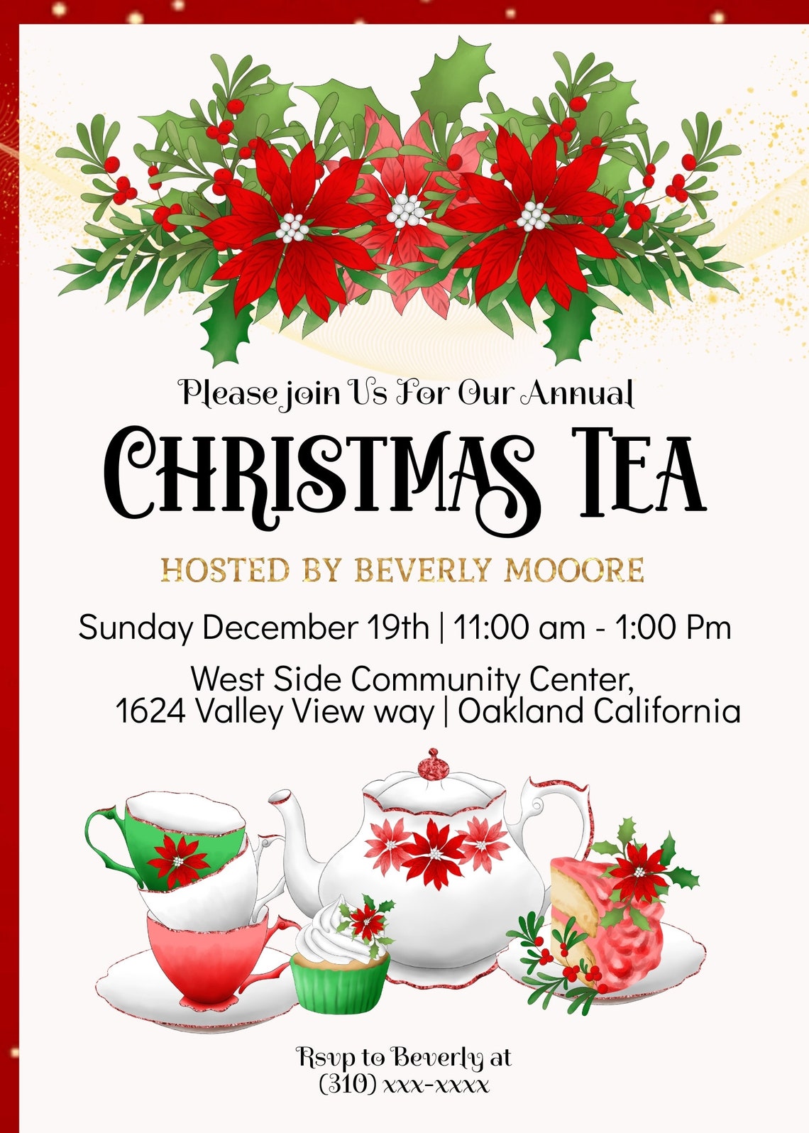 Christmas Tea Party Invitation Edit & Print Instantly - Etsy