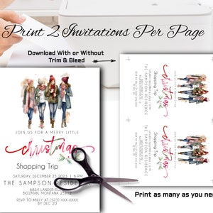 Editable Merry Little Girls-night-out Christmas Shopping Party ...