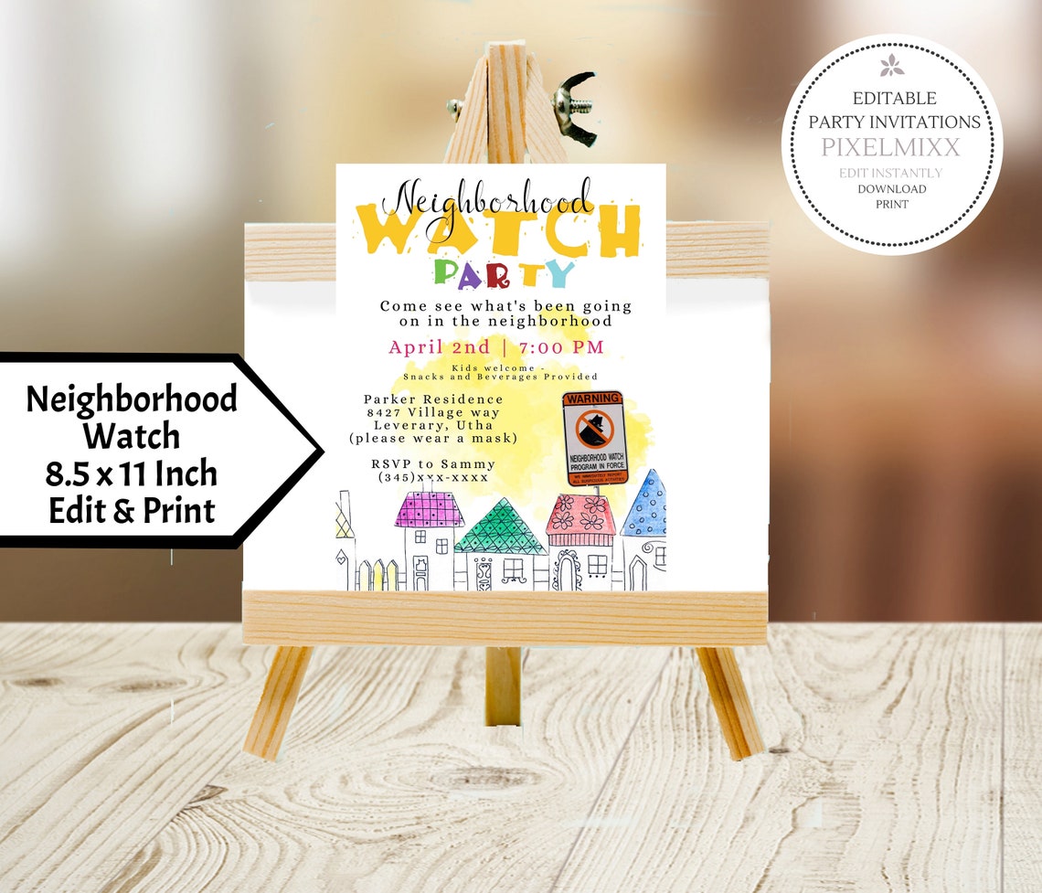 Neighborhood Watch Party Flyer Edit This Neighborhood Watch | Etsy