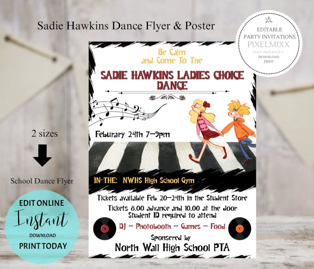 Editable Sadie Hawkins Dance Flyer & Poster (instant Download) - Etsy
