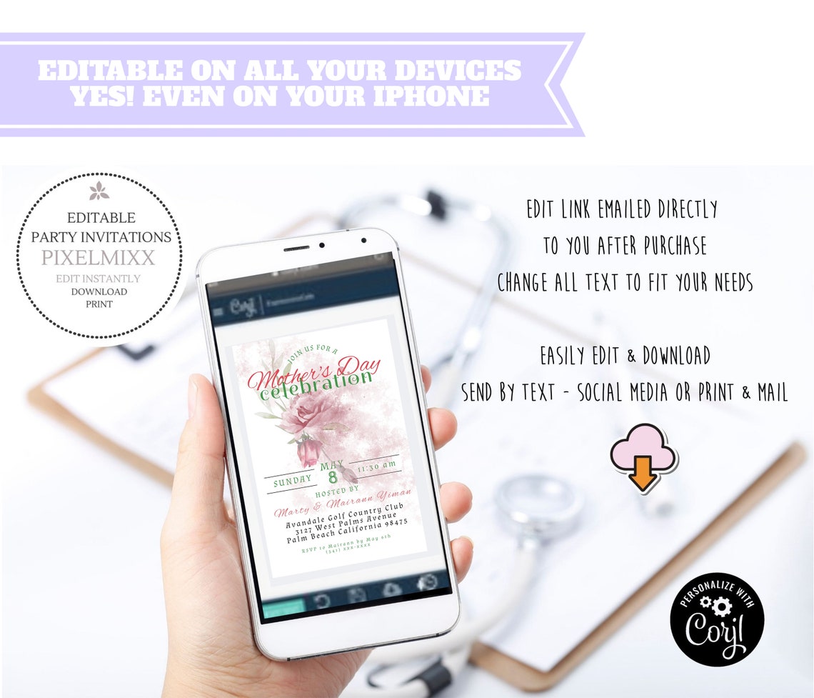 Floral Watercolor Mother's-day Invitation Card Printable | Etsy