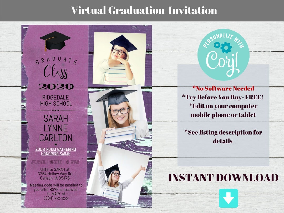 Virtual-graduation-invitation, Graduation Celebration Invite, Zoom ...