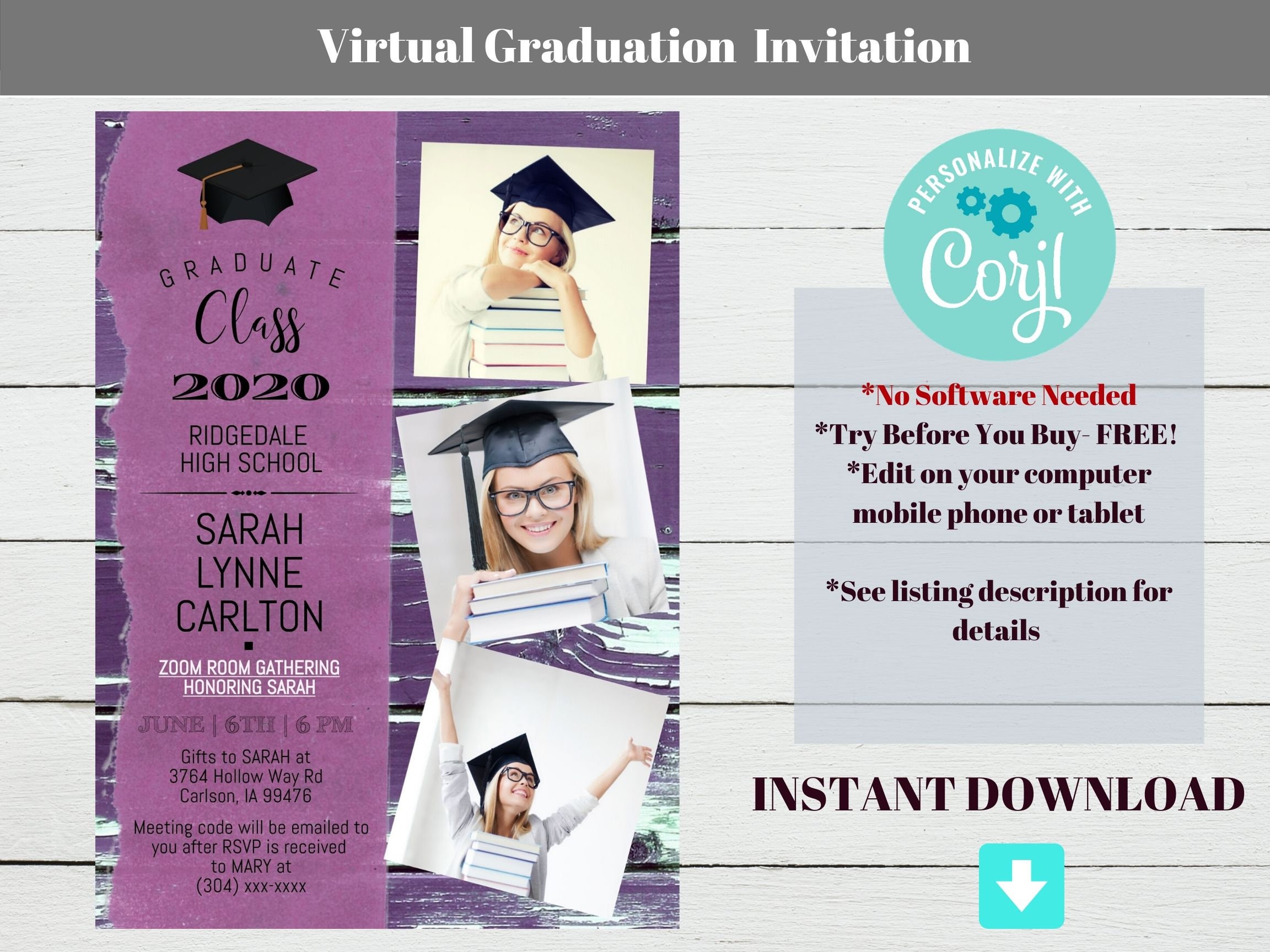 Virtual-graduation-invitation, Graduation Celebration Invite, Zoom ...