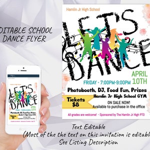 EDITABLE School Dance Flyer, Includes 4 Sizes, Easy to Edit, Download ...