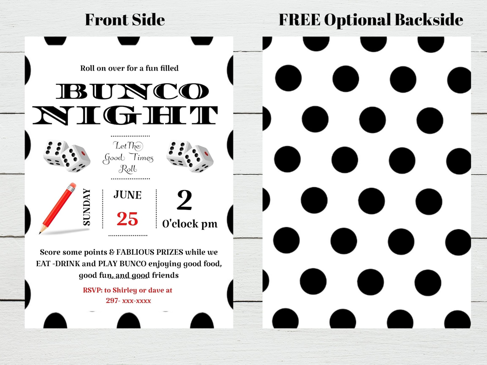 Printable Bunco Invitation With FREE Bunco Score Sheet, Bunco Party ...