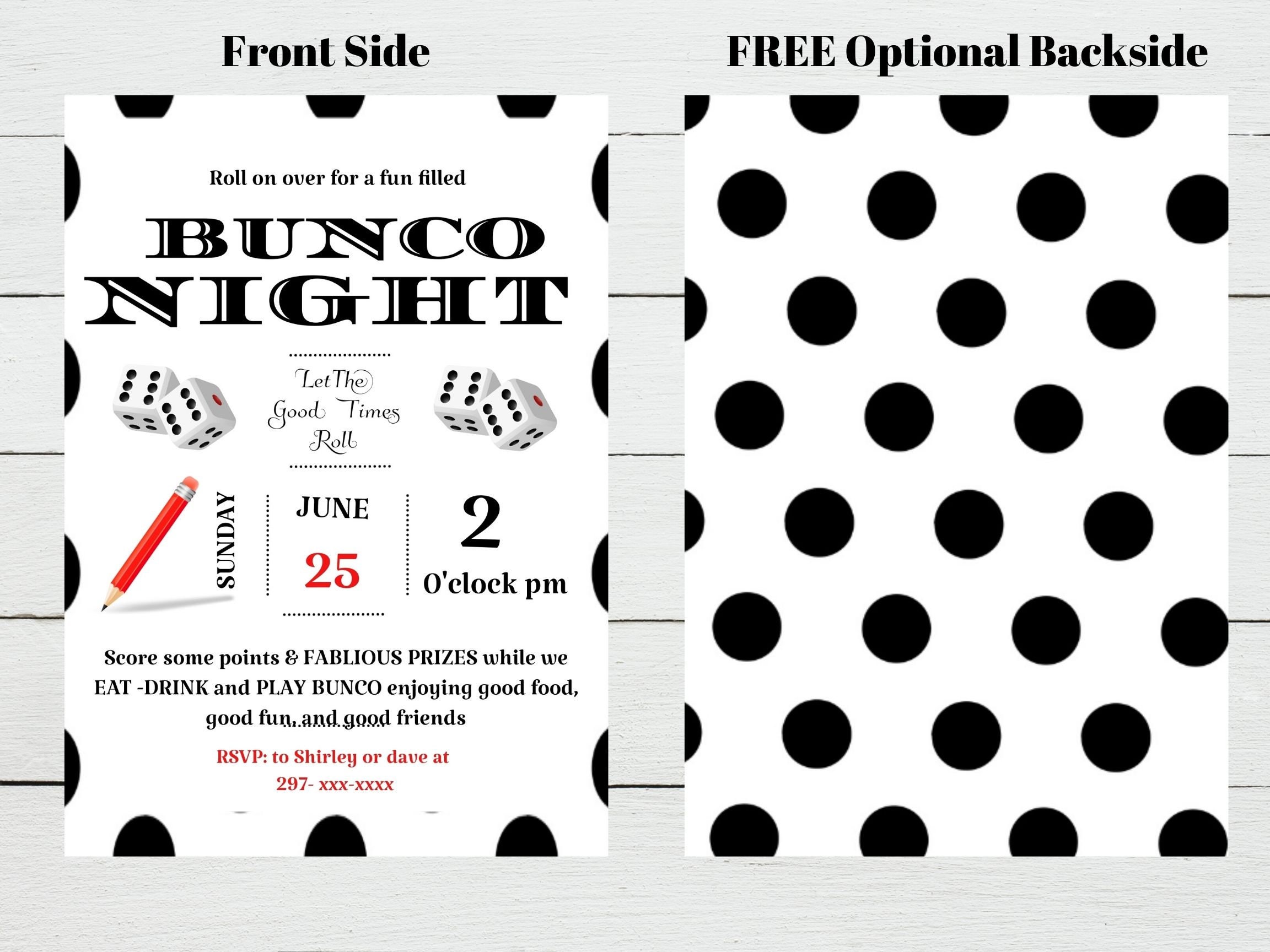 Printable Bunco Invitation With FREE Bunco Score Sheet, Bunco Party ...