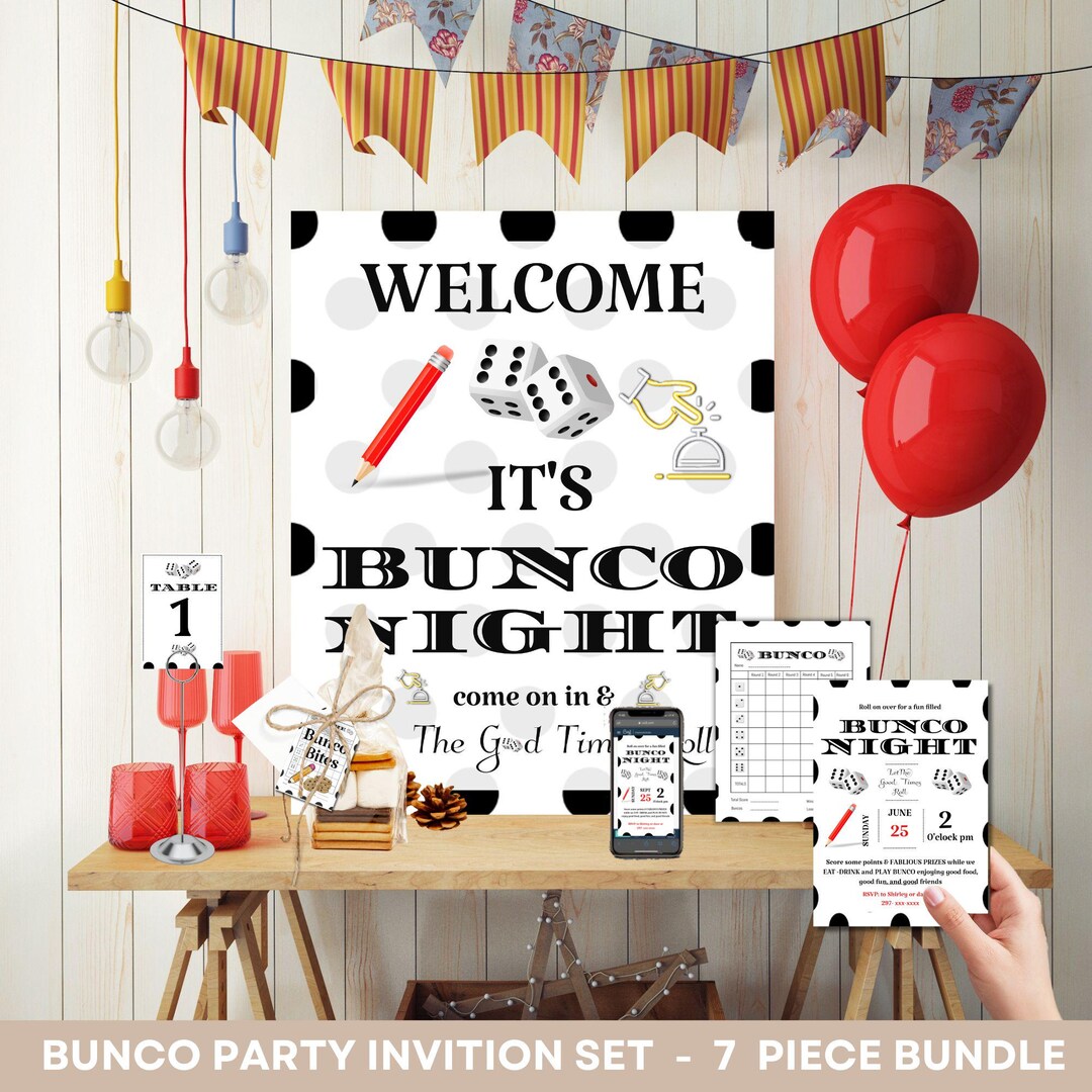 Bunco Party Printables With Score Sheet Editable Bunco Invitation Favor ...