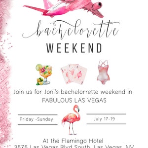 EDITABLE Bachelorette Party Invitation, Las Vegas Weekend Getaway ...