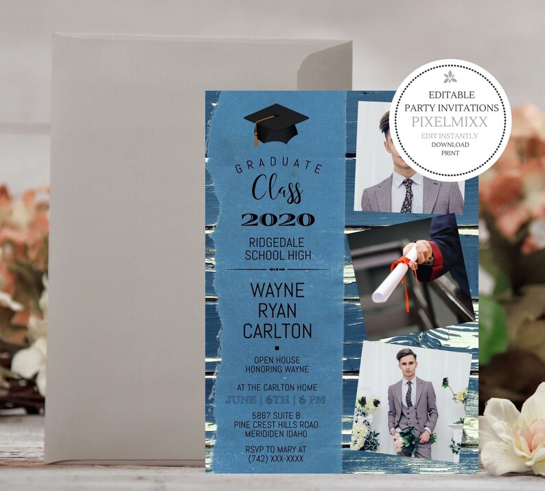 Graduation Party Invitation Printable Boys Graduation Invite - Etsy