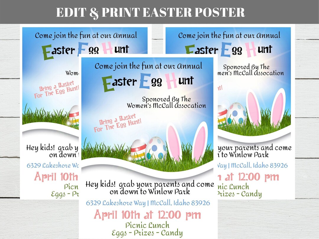 Easter Egg Hunt Poster | Egg Hunt Flyer | Large Event Poster | Non ...
