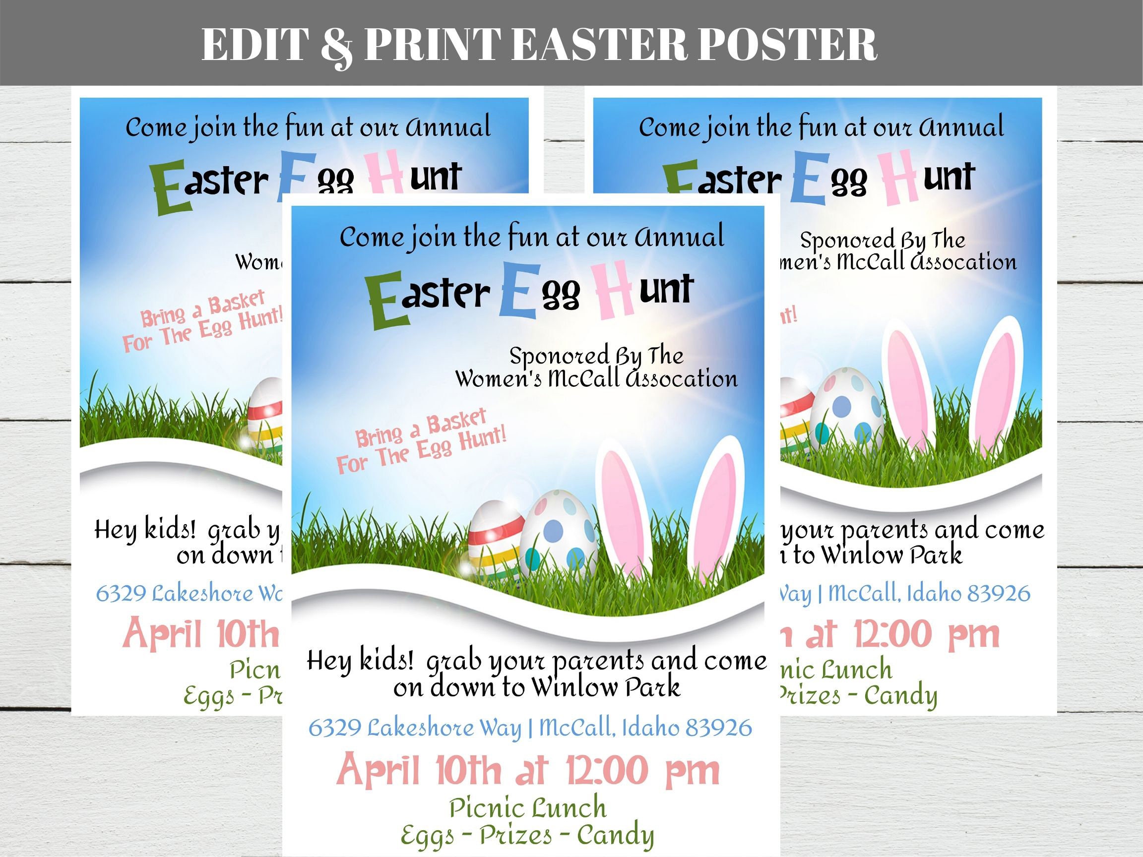 Easter Egg Hunt Poster Egg Hunt Flyer Large Event Poster - Etsy