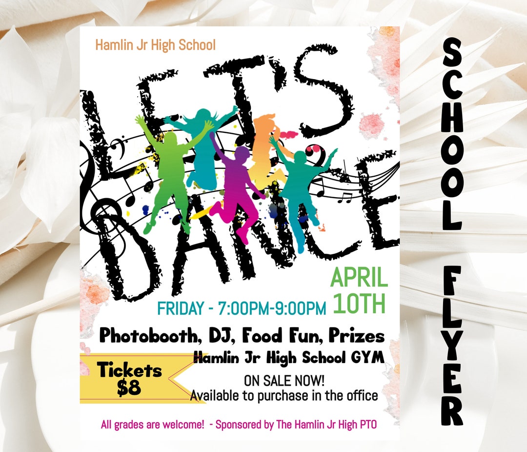 EDITABLE School Dance Flyer, Includes 4 Sizes, Easy to Edit, Download ...
