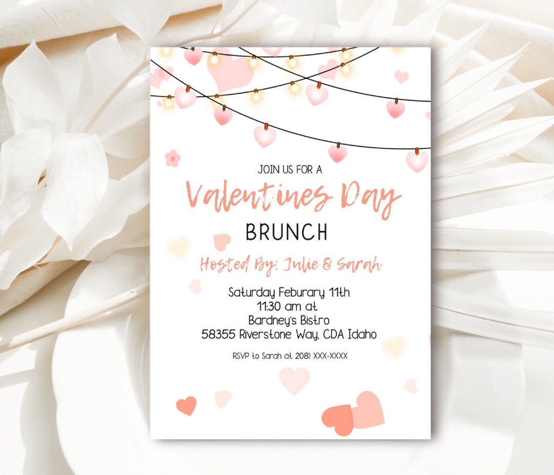 PRINTABLE Valentine's Day Brunch Invitation, Edit & Print Invitation ...
