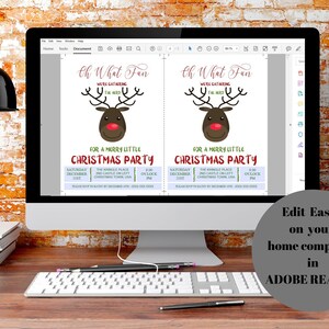 Printable Christmas Invitation Template, Editable Holiday Party ...