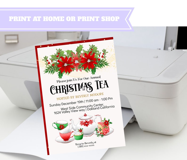Christmas Tea Party Invitation Edit & Print Instantly - Etsy