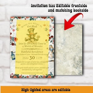 Editable Wonderland Party Invitation Set is a Printable Whimsical ...
