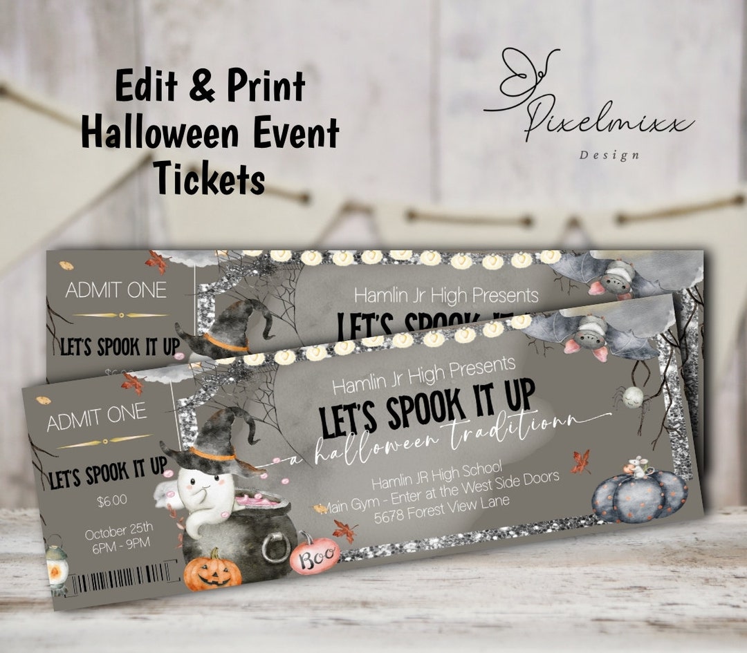 Editable Halloween Event Ticket Template Printable Halloween Party ...