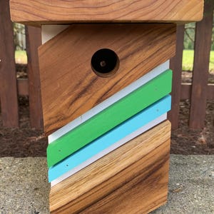 Handmade Ultra Modern Artistic Birdhouse, Minimalist Wood Bird Nesting ...
