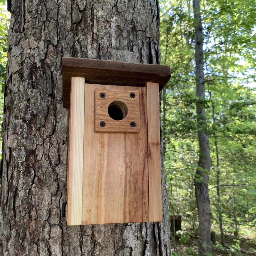 Handmade Rustic Modern Cedar Birdhouse, Contemporary Wooden Nesting Box ...