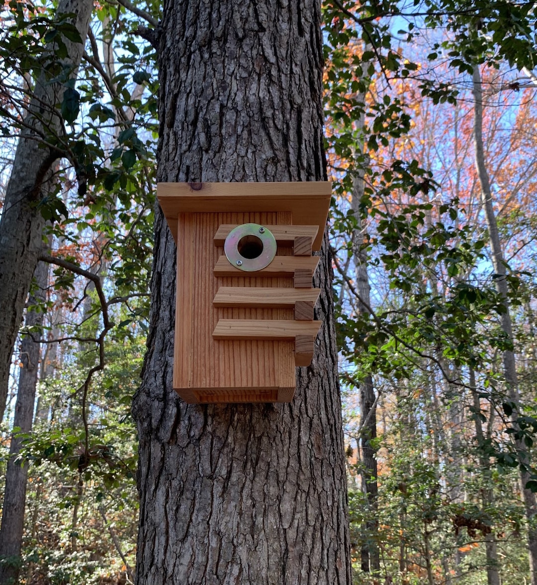 Rustic Modern Wooden Birdhouse, Fully Functional Handmade Architectural ...