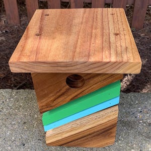 Handmade Ultra Modern Artistic Birdhouse, Minimalist Wood Bird Nesting ...