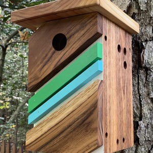 Handmade Ultra Modern Artistic Birdhouse, Minimalist Wood Bird Nesting ...