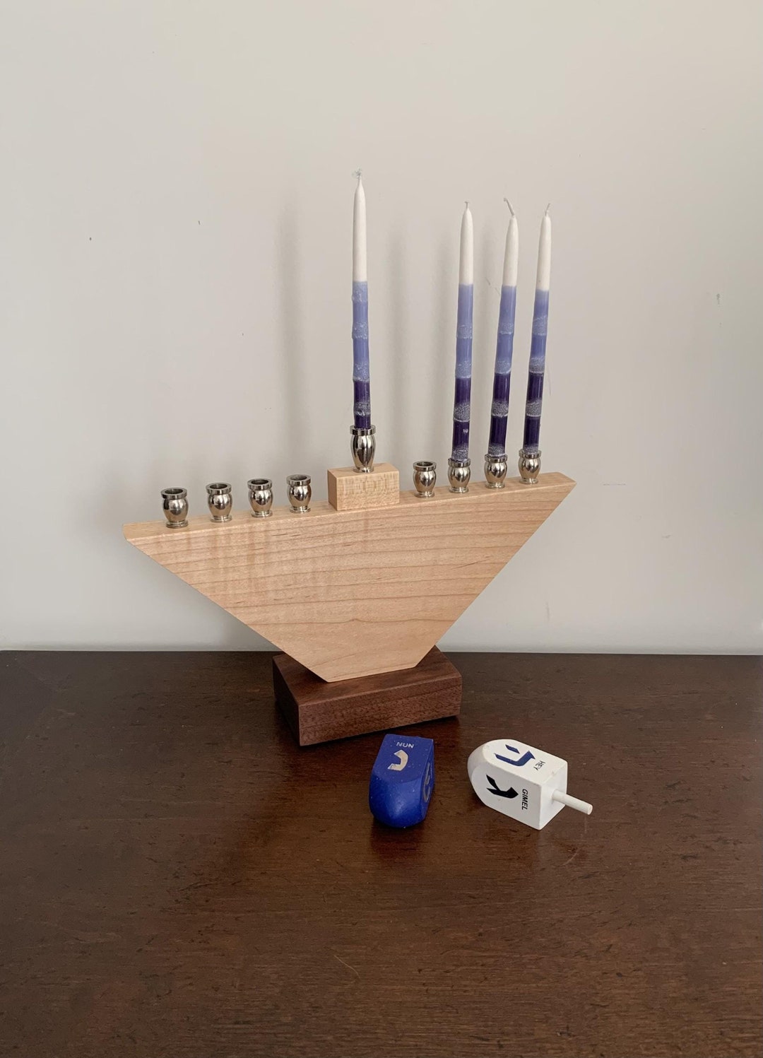 Manmade Modern Wood Menorah, Judaica Contemporary Design, Minimalist ...