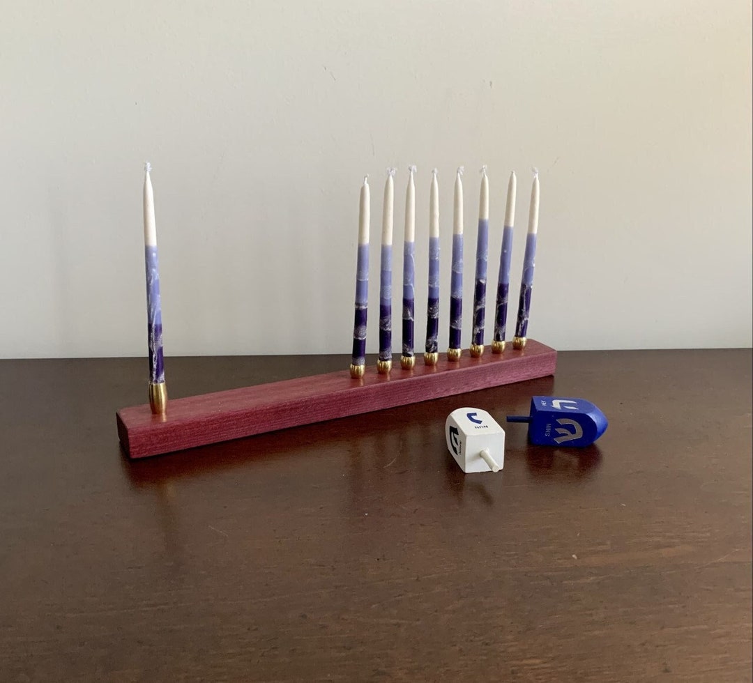 Minimalist Mid-century Purpleheart Hardwood Menorah, Small Handmade ...
