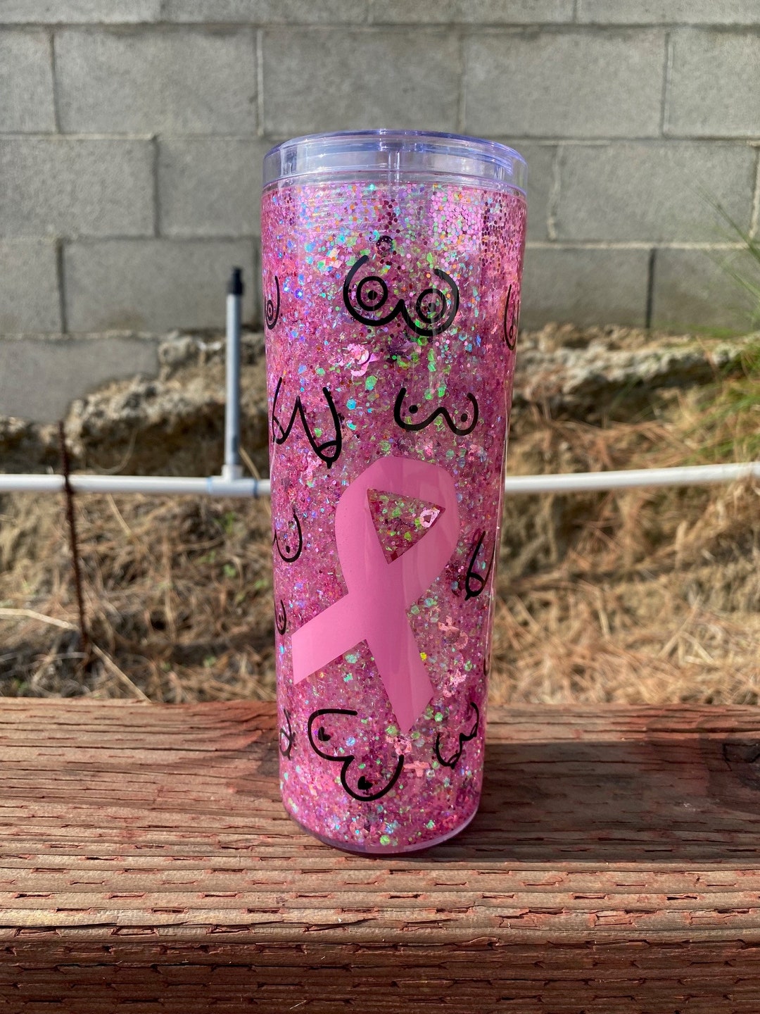 Breast Cancer Ribbon Snow Globe Tumbler Personalized Tumbler, Custom ...