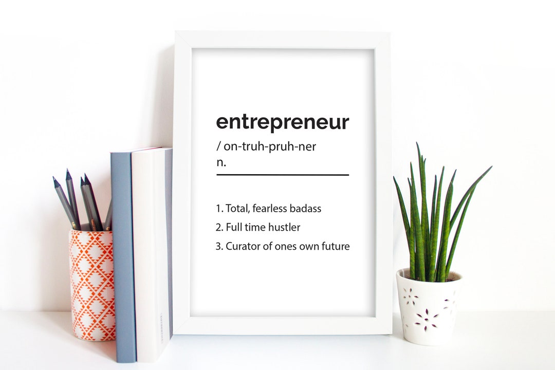 Entrepreneur Definition, Typography Print,instant Digital Wall Art ...