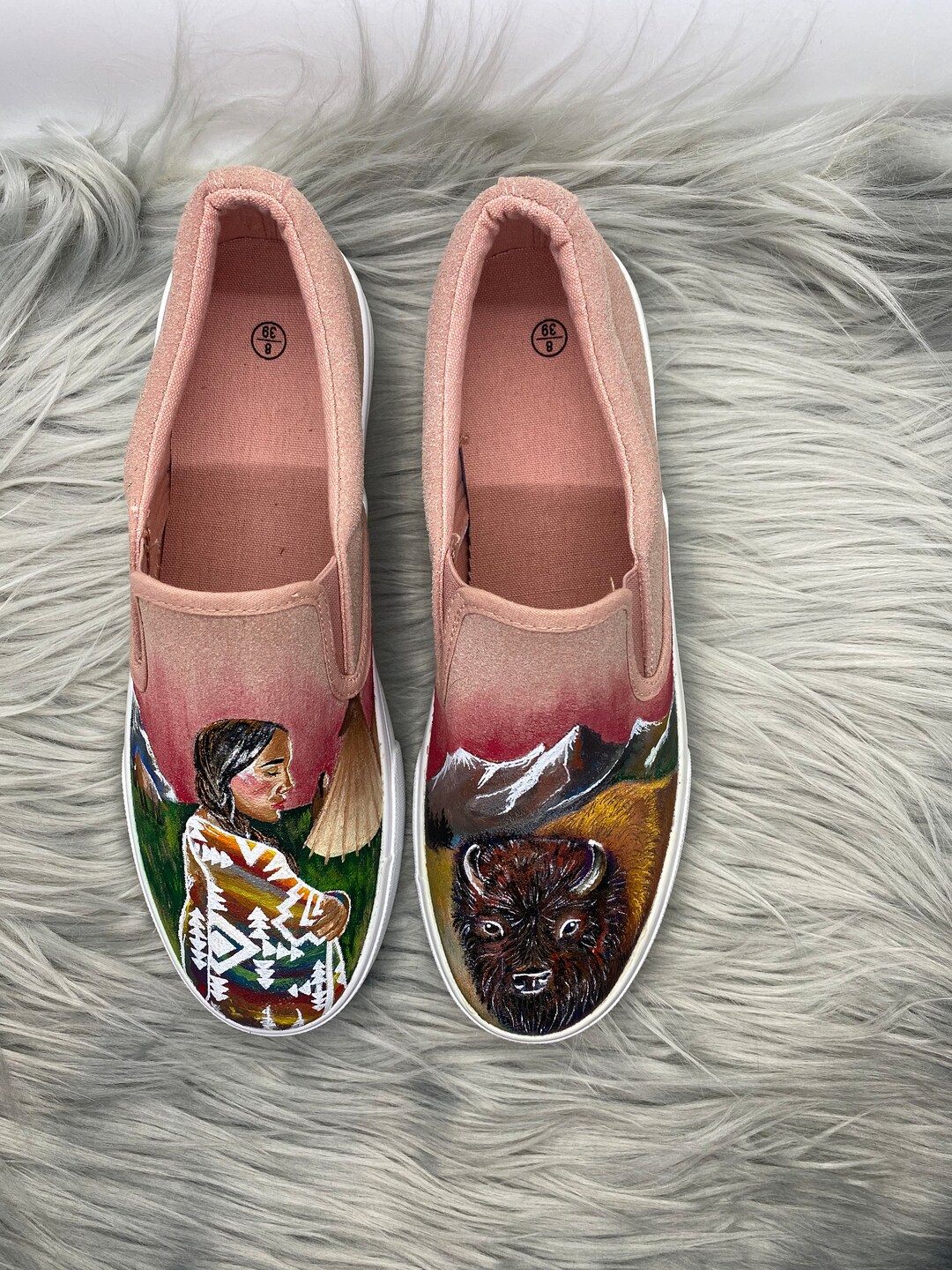 Native American Custom Painted Slip on Shoes - Etsy
