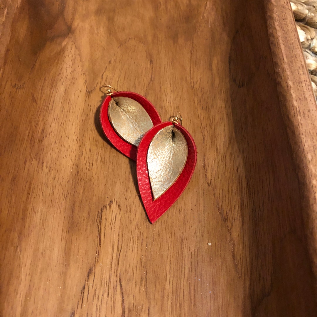 Kansas City Chiefs Inspired Red and Gold Petal/leaf Shaped Genuine ...