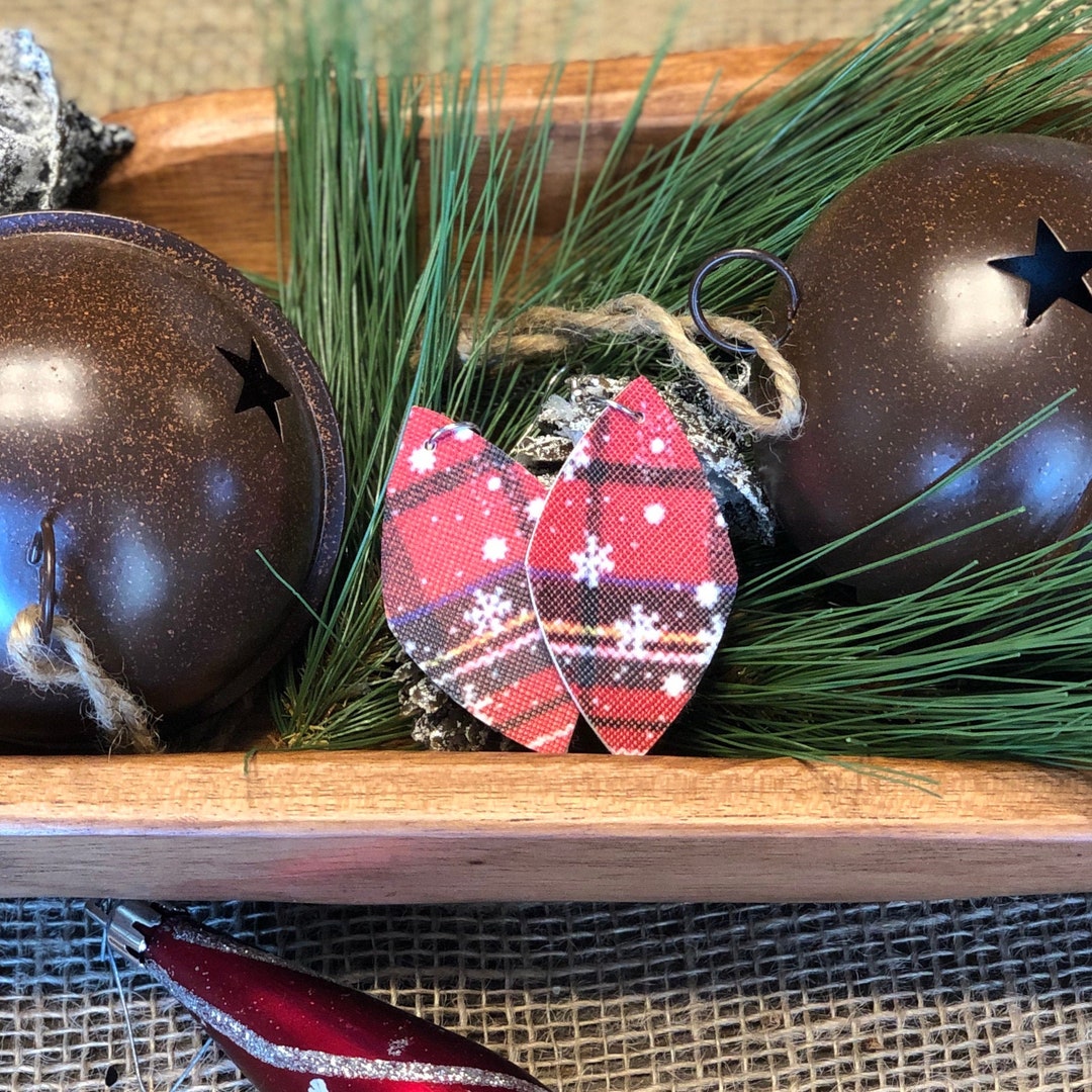 RETIRING: Snowflake and Plaid Diamond Shaped FAUX Leather Earrings ...
