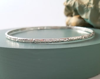 Solid Silver Bangle - Etsy