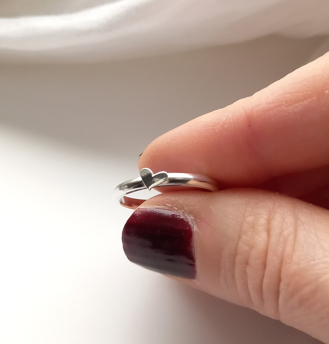 Sample Sale Ring, Reduced Price, Sterling Silver Small Heart Ring, Slim ...